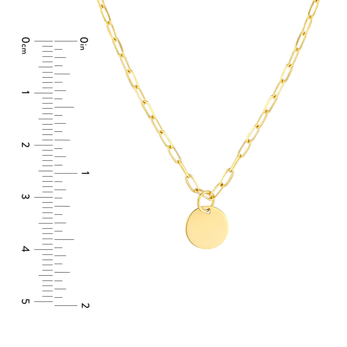 14k Yellow Gold Disk with Paperclip Chain – Turgeon Jewelers